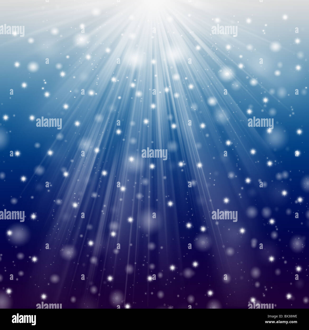 Snow and star on blue background Stock Photo - Alamy