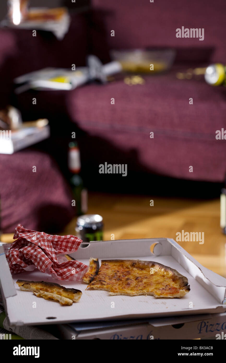 untidy living room of bachelor flat Stock Photo - Alamy