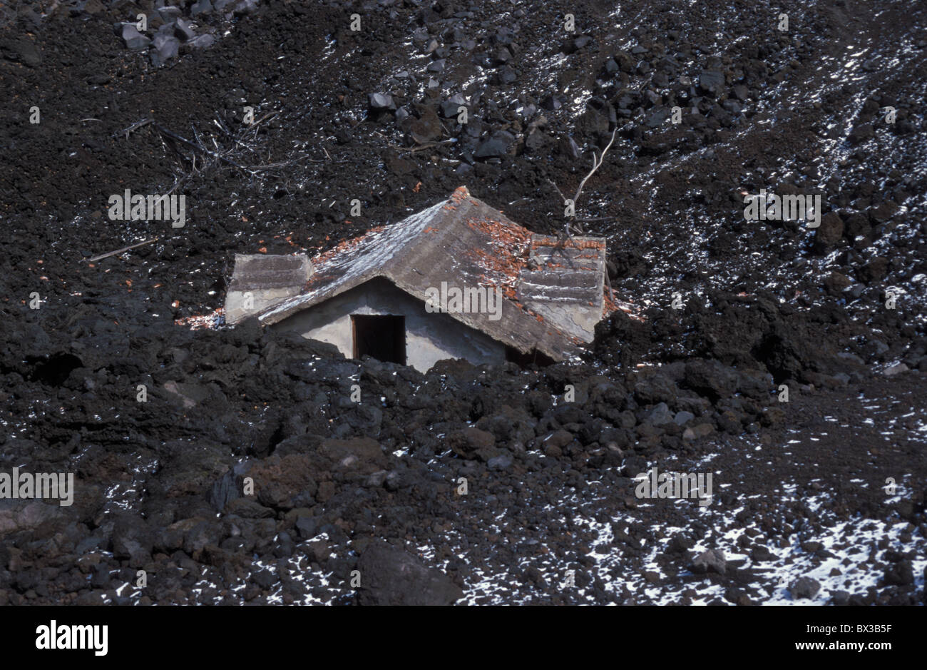 Aetna Etna volcano Sicily House above Nicolosi covered lava Sicily ...