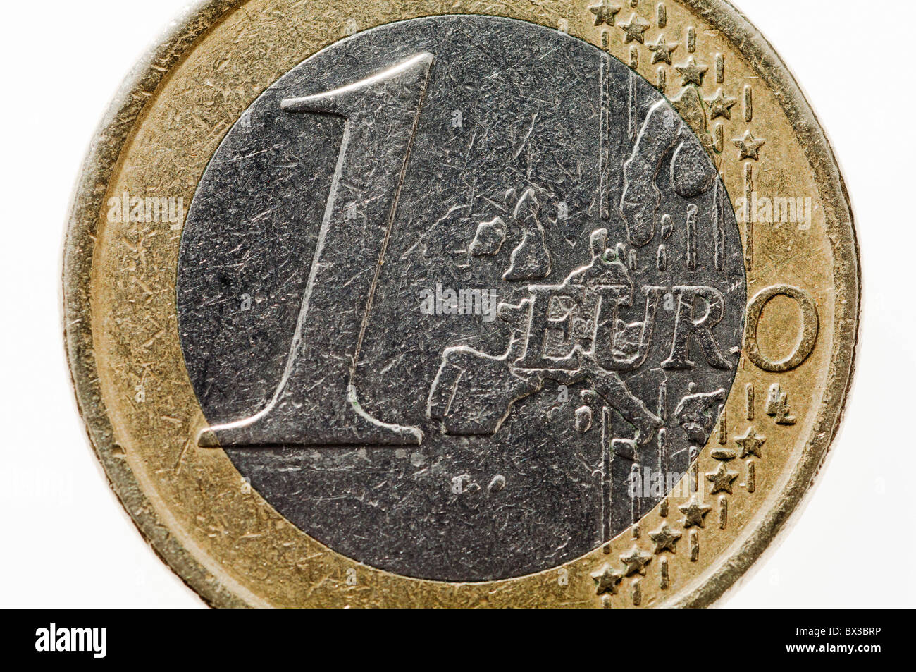 one Euro coin on white background Stock Photo - Alamy