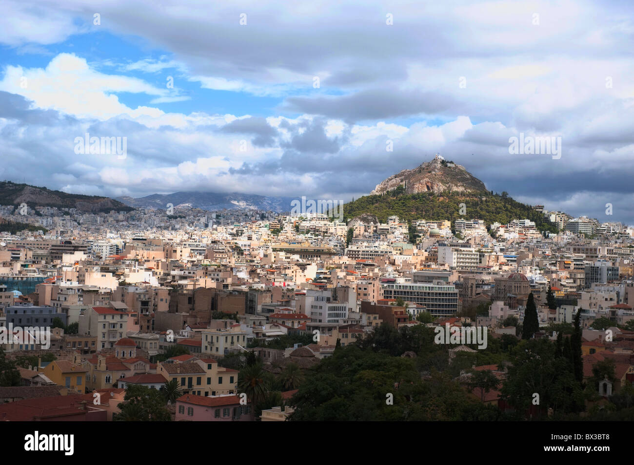 The hill of Lykavitos as it appears from the Acropolis Stock Photo - Alamy