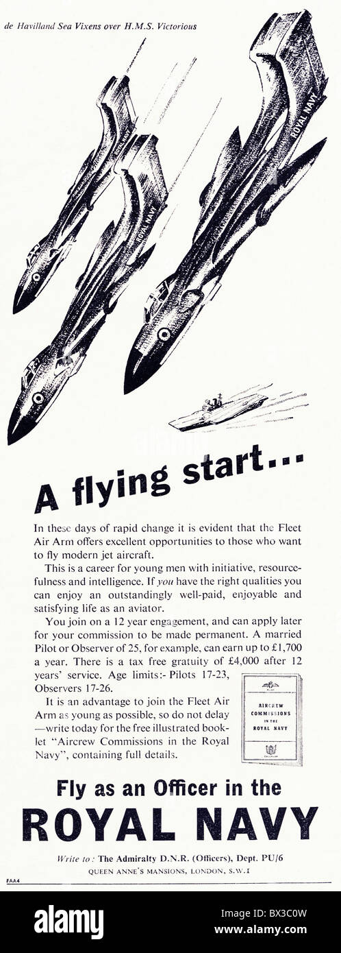 Royal Navy officer pilots black and white advert in Punch magazine ...