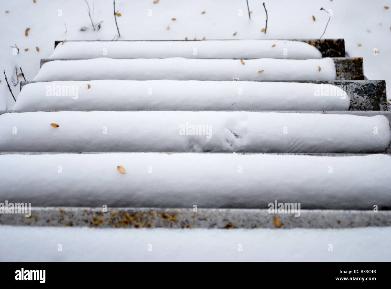 staircase covered by snow Stock Photo - Alamy