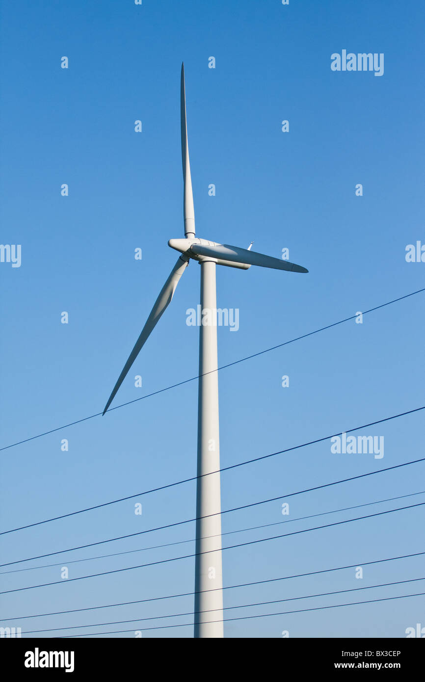 windmill together with high voltage powerlines Stock Photo - Alamy