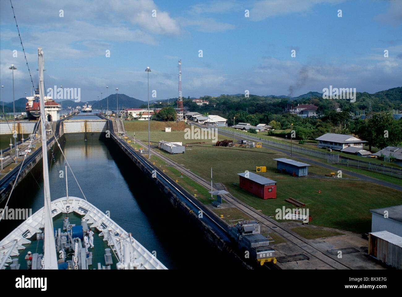 Panama Canal Central America ship lock transport industry Stock Photo ...