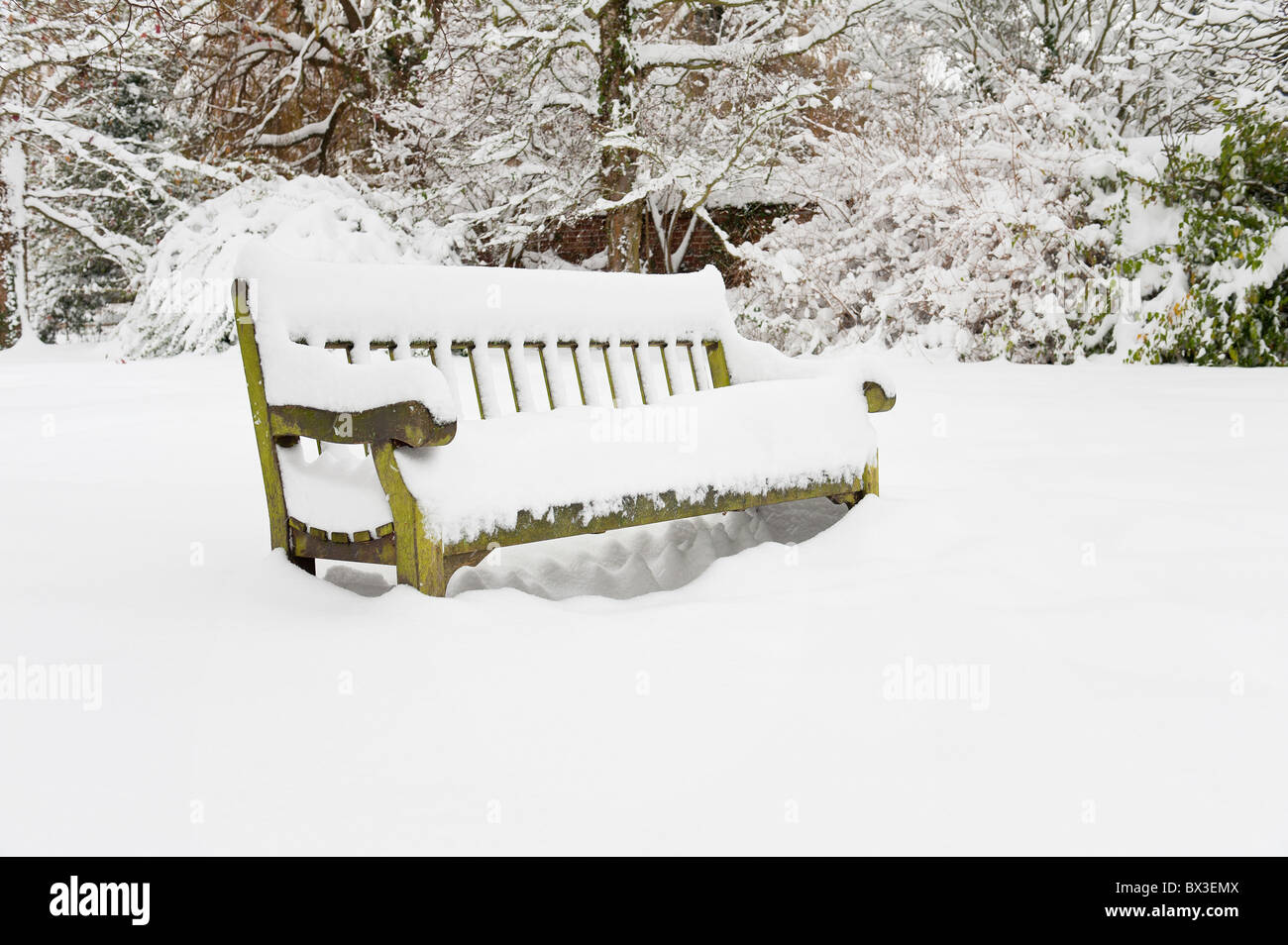 Snow bound seat 15 to 18 inches of snow in 2 days Dec 2010 Stock Photo ...