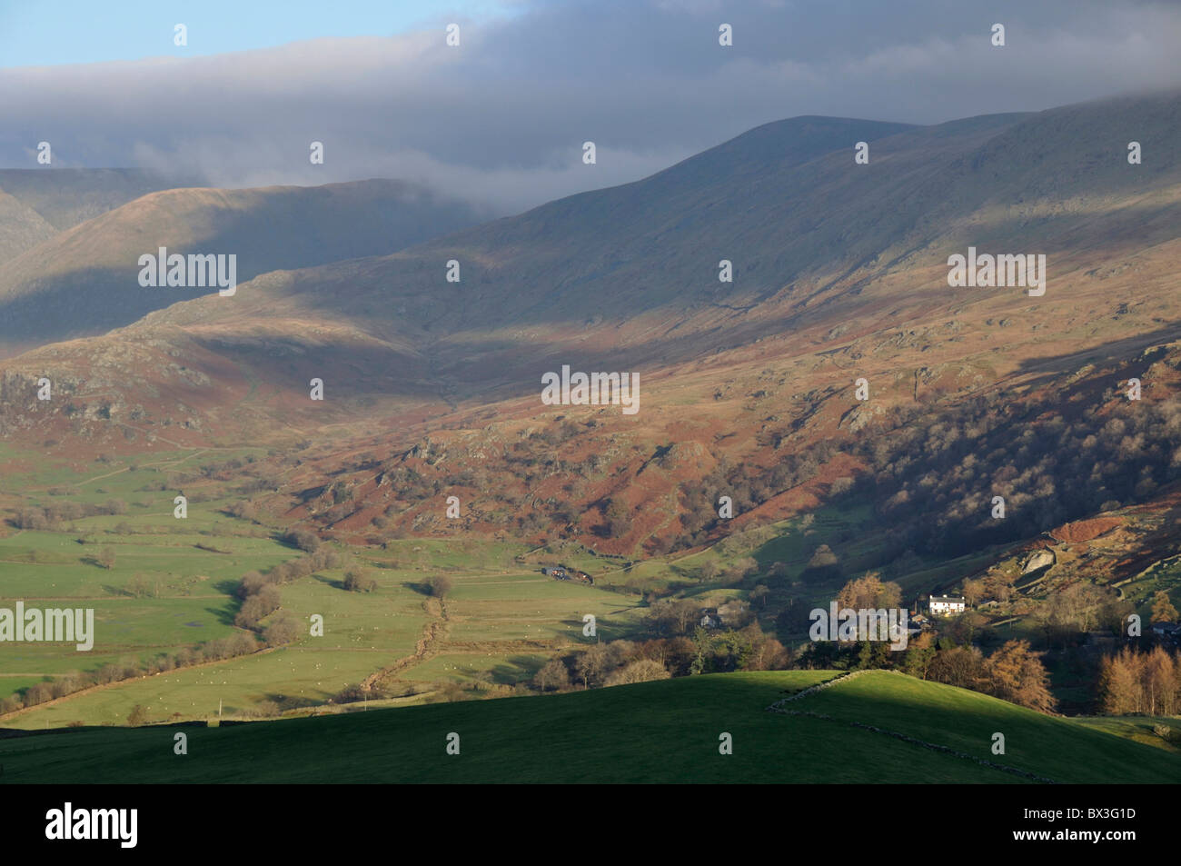 Upper Kentmere valley and Kentmere Pike from Hollow Moor, Lake District ...
