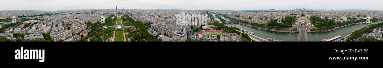 360 degree panoramic cityscape of Paris viewed from the Eiffel Tower ...