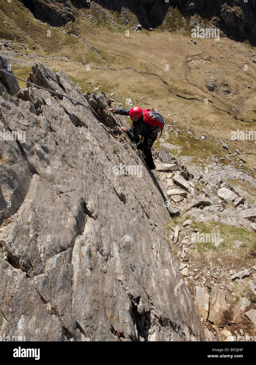 A climber on Cneifion Arete, Snowdonia Stock Photo - Alamy