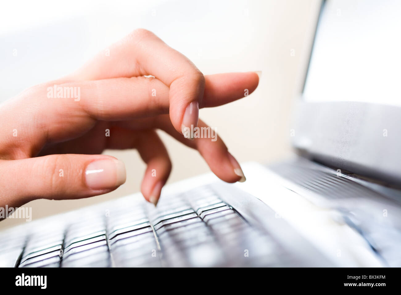 Close-up of female hand keeping forefinger bound while pointing at ...