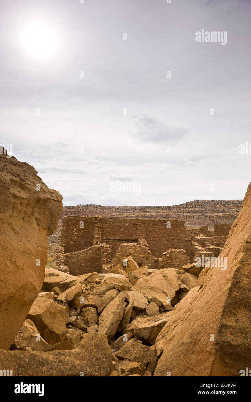 Hazy Sun over Pueblo Bonito a Chacoan Great House in The Chaco Culture ...
