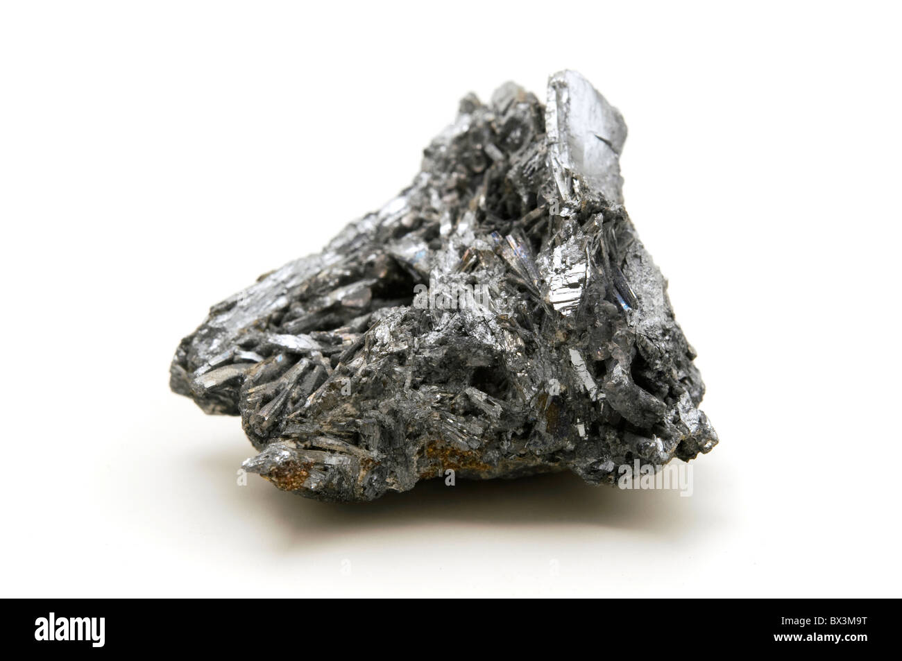 Stibnite on a white background Stock Photo - Alamy