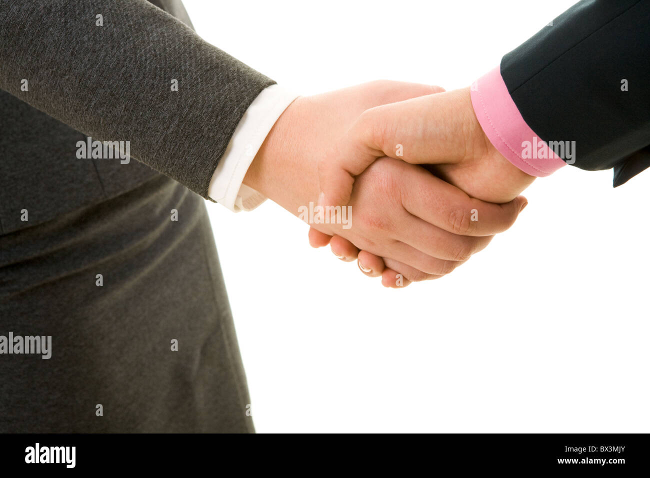 Photo of handshake of business partners after signing promising ...
