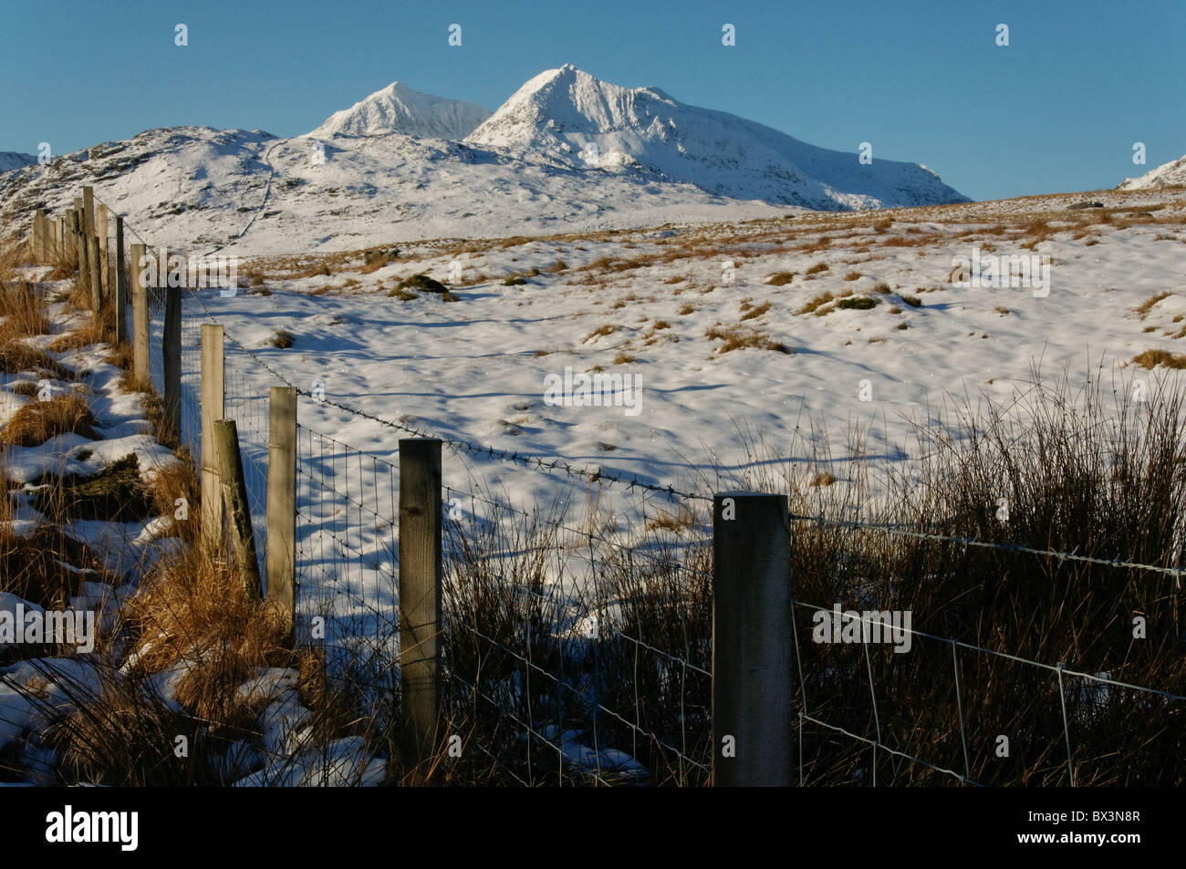 Snowdon and Crib Goch in winter Stock Photo - Alamy