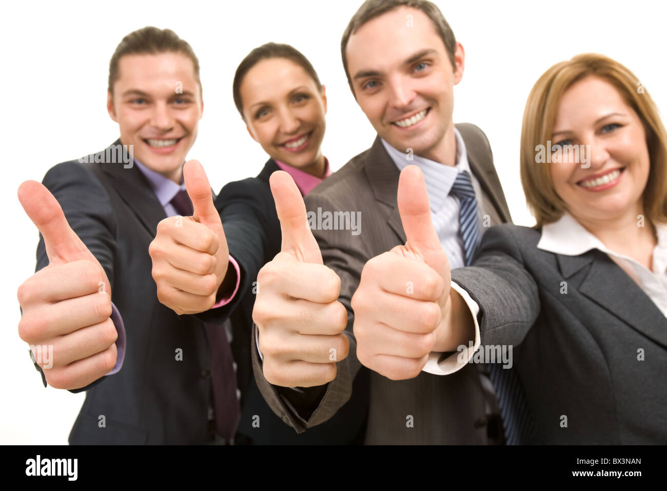 Image of several business people showing thumbs up and smiling Stock ...
