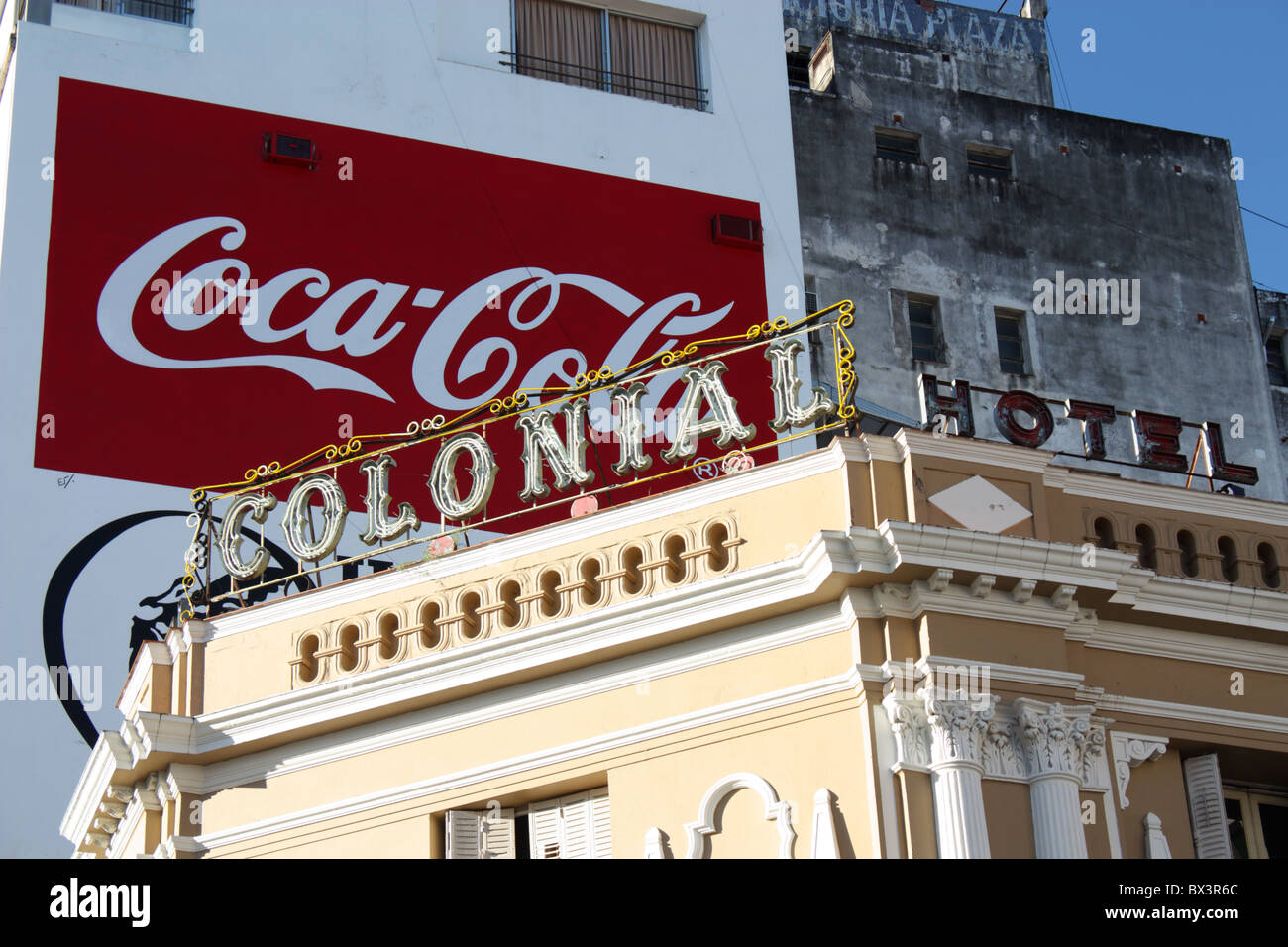 Coca-cola Sign over the Colonial Hotel in Salta Stock Photo - Alamy