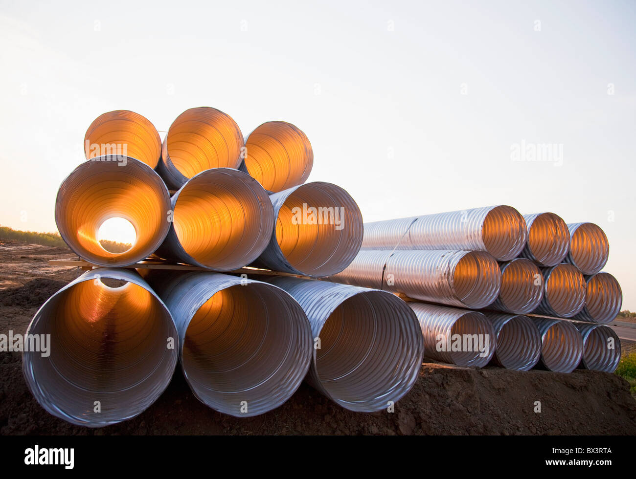 Stack Of Culvert Pipes; Edmonton, Alberta, Canada Stock Photo - Alamy