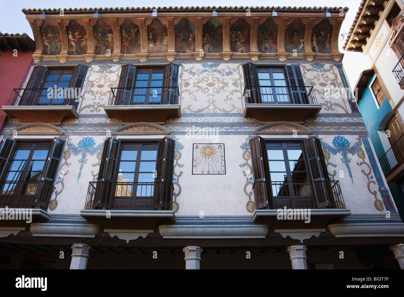 Neoclassical-Style Mural Paintings On The Side Of A Building In Coreche ...