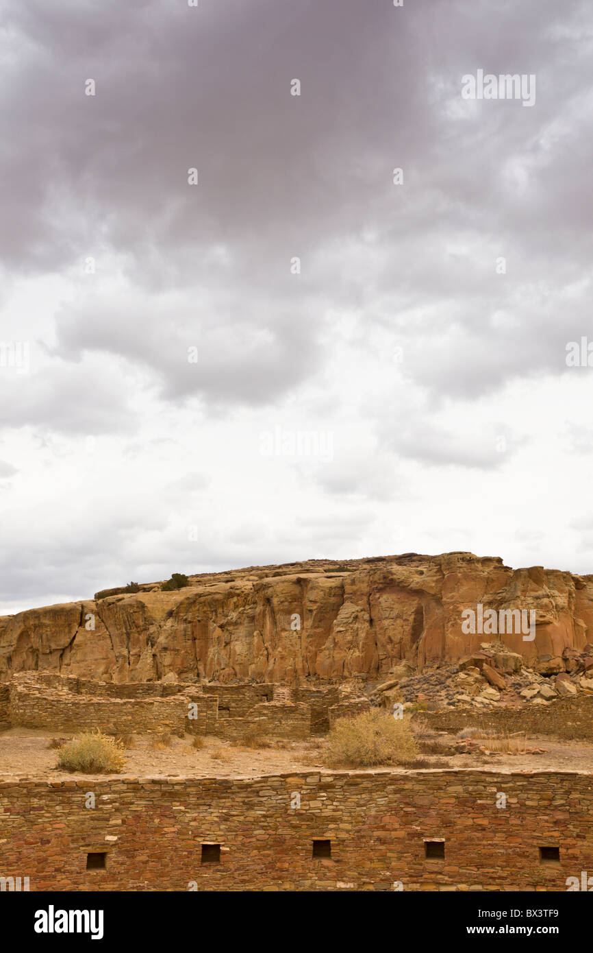 Kiva wall at the Anasazi Great House of Chetro Ketl at The Chaco ...