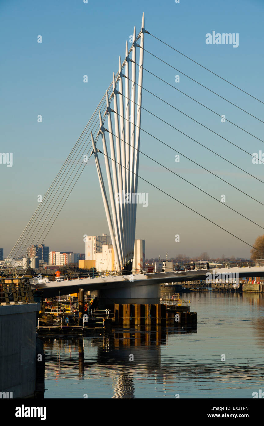 New swing footbridge under construction bridge over the Manchester Ship ...