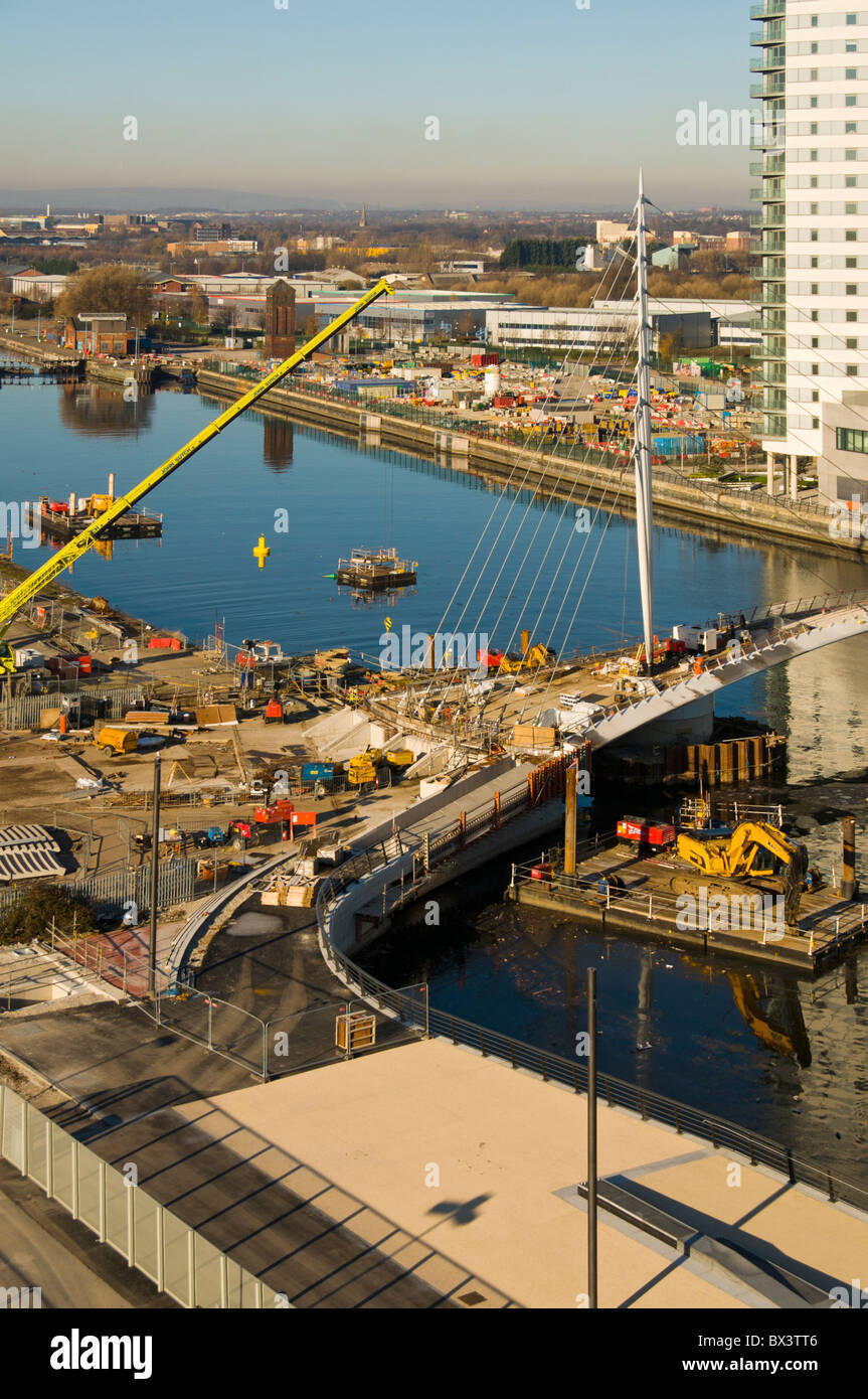 New swing footbridge under construction bridge over the Manchester Ship ...