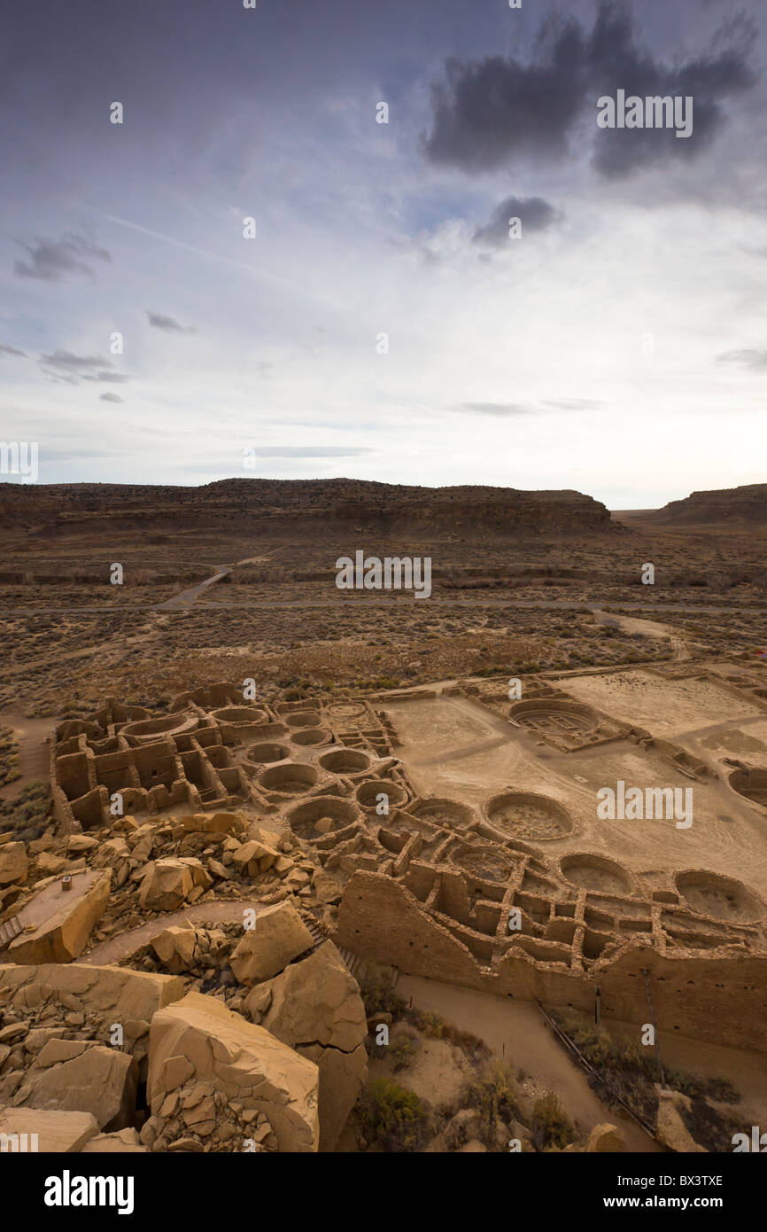 View of Pueblo Bonito from the Pueblo Alto trail in The Chaco Culture ...