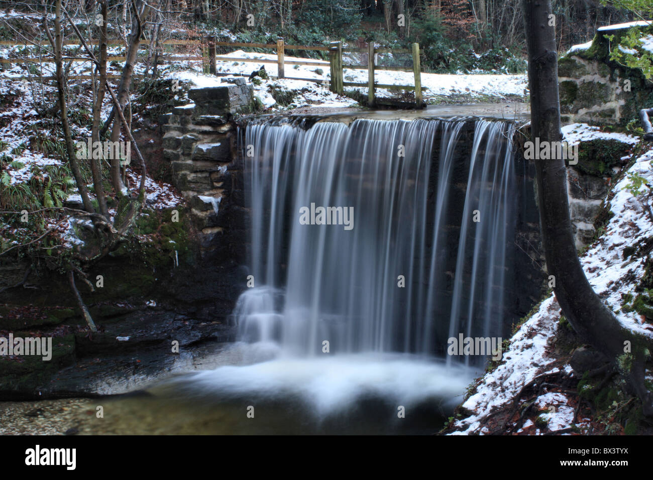 Bersham waterfall and River Clywedog in Autumn near Wrexham Stock Photo ...