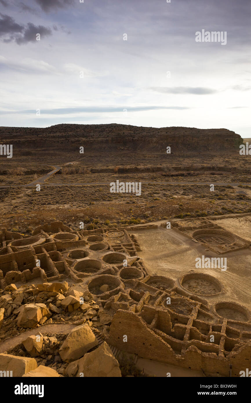 View of Pueblo Bonito from the Pueblo Alto trail in The Chaco Culture ...