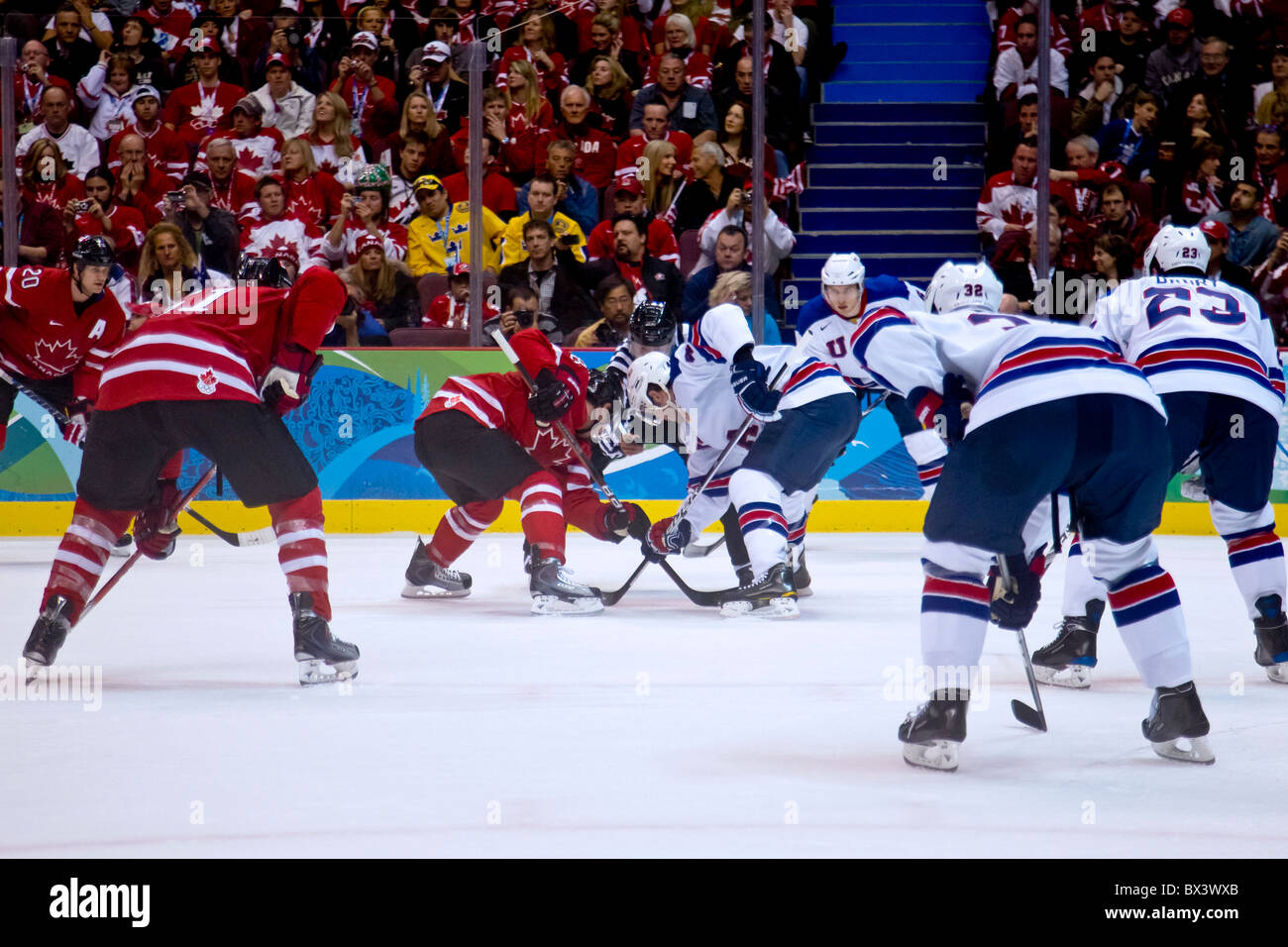2010 Vancouver Winter Olympics; Mens hockey; USA vs Canada Stock Photo ...