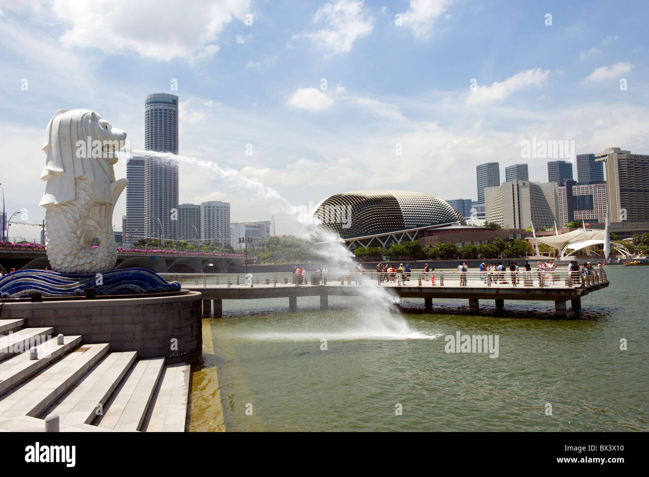 The Merlion, mascot of Singapore and the Durian building - Theatres on ...