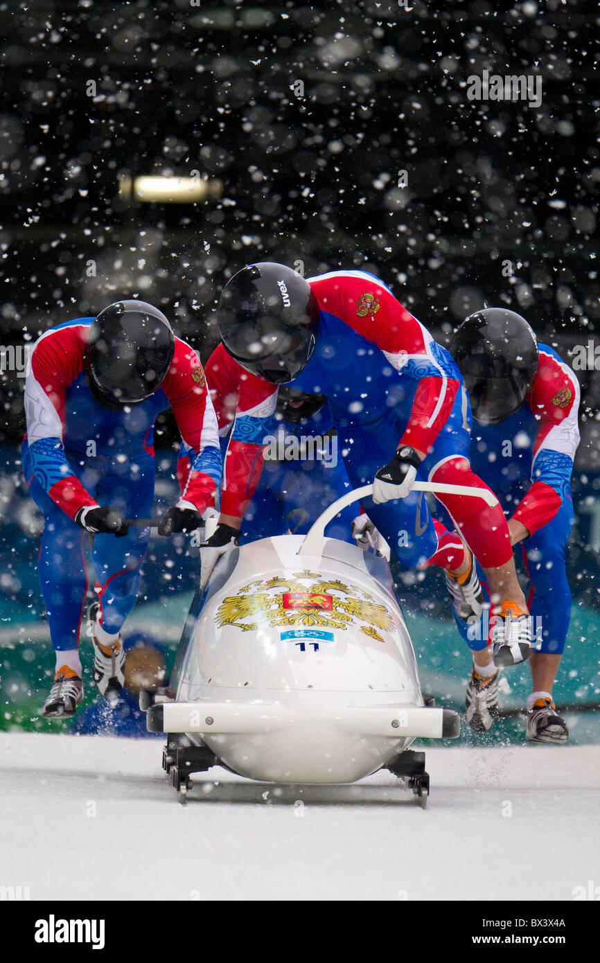 2010 Vancouver Winter Olympics; Mens 4-man Bobsleigh; Team Russia #11RUS3 Stock Photo - Alamy