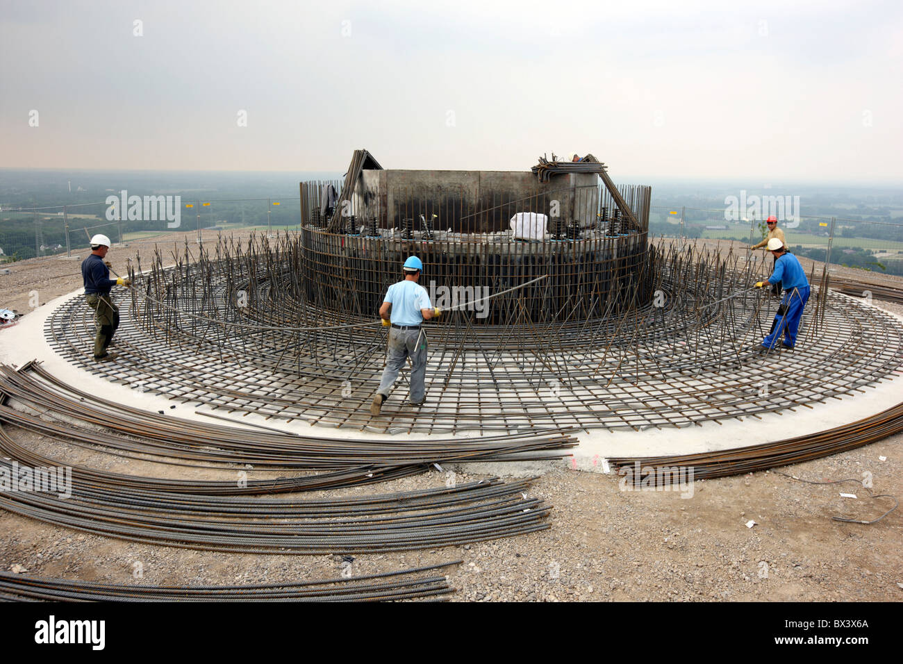 Construction site of a wind power plant, assembly of the Wind turbine ...