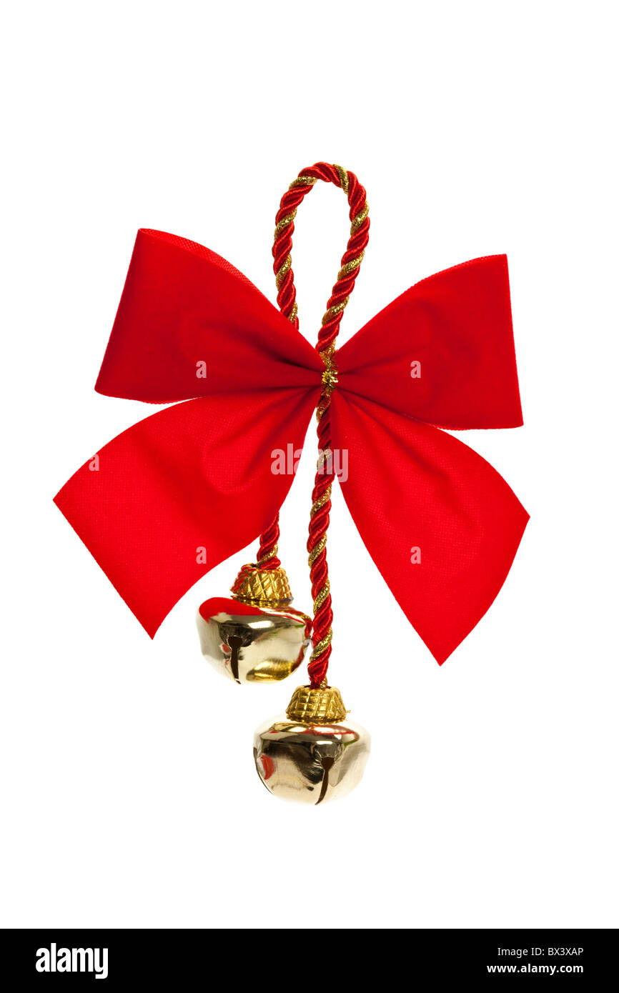 Christmas Bells and ribbon with white background Stock Photo - Alamy