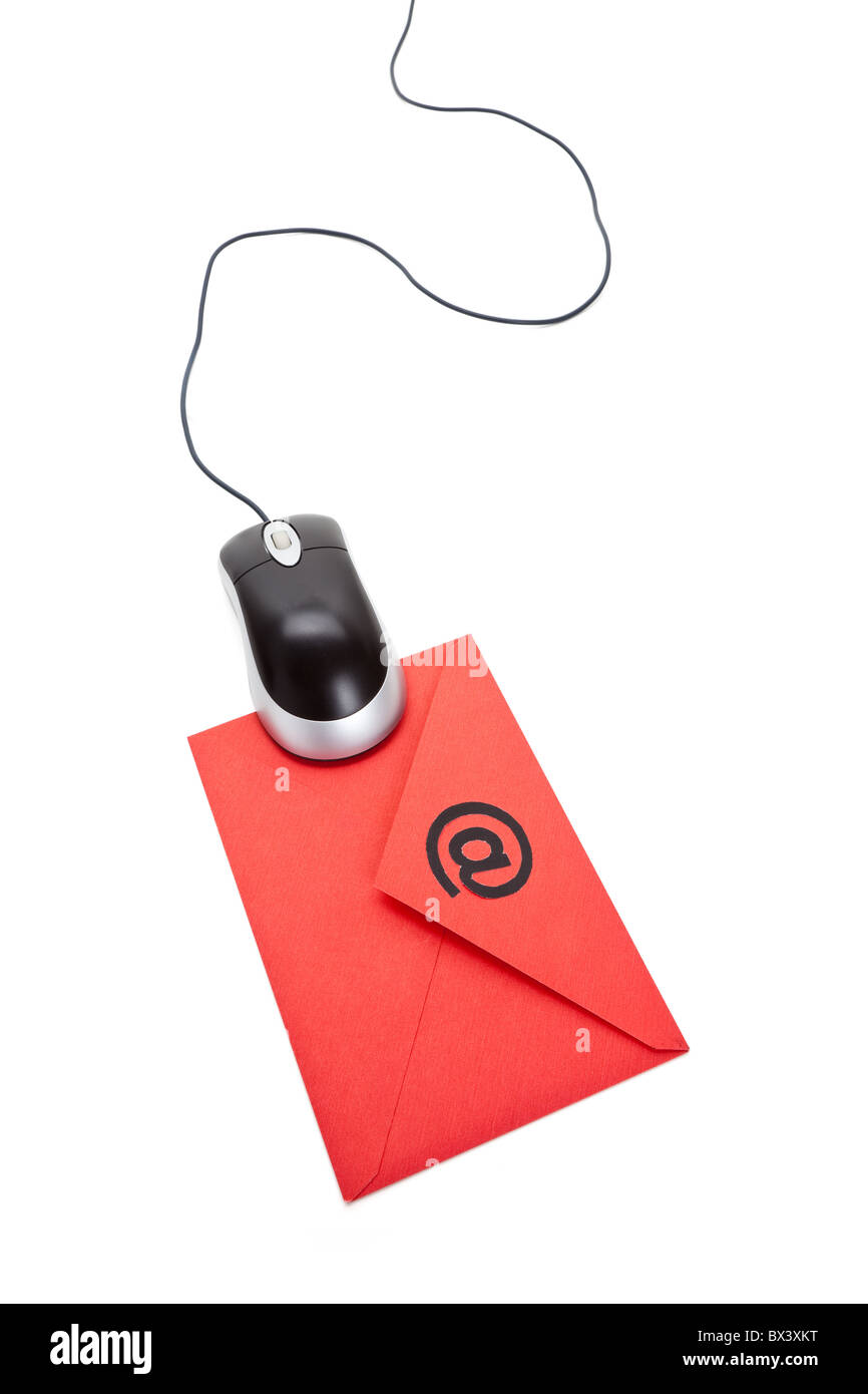 Red Envelope with @ Symbol, concept of E-Mail Stock Photo - Alamy