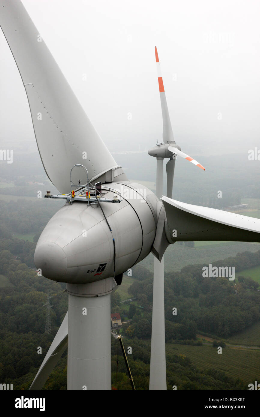 Construction site of a wind power plant, assembly of the Wind turbine ...