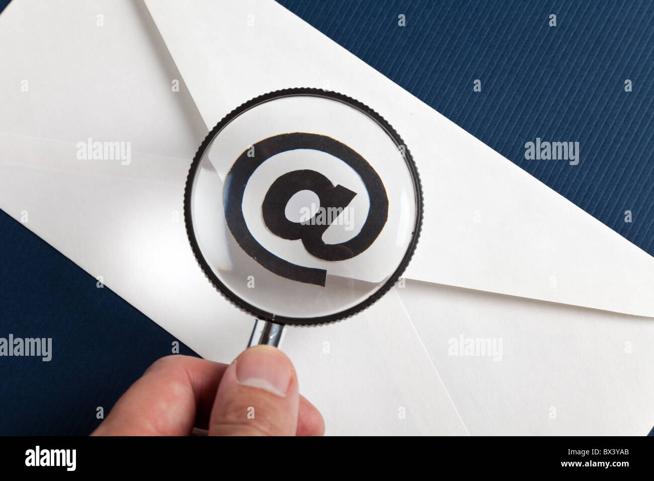 Magnifying Glass and e-mail, concept of E-Mail Security Stock Photo - Alamy