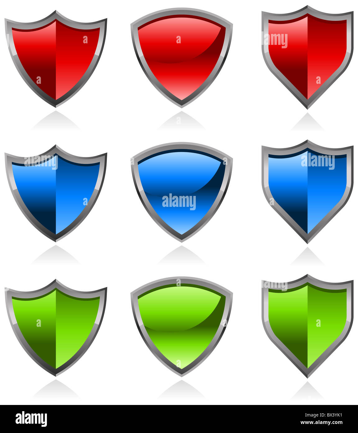 Set of Colorful shiny shield Stock Photo - Alamy
