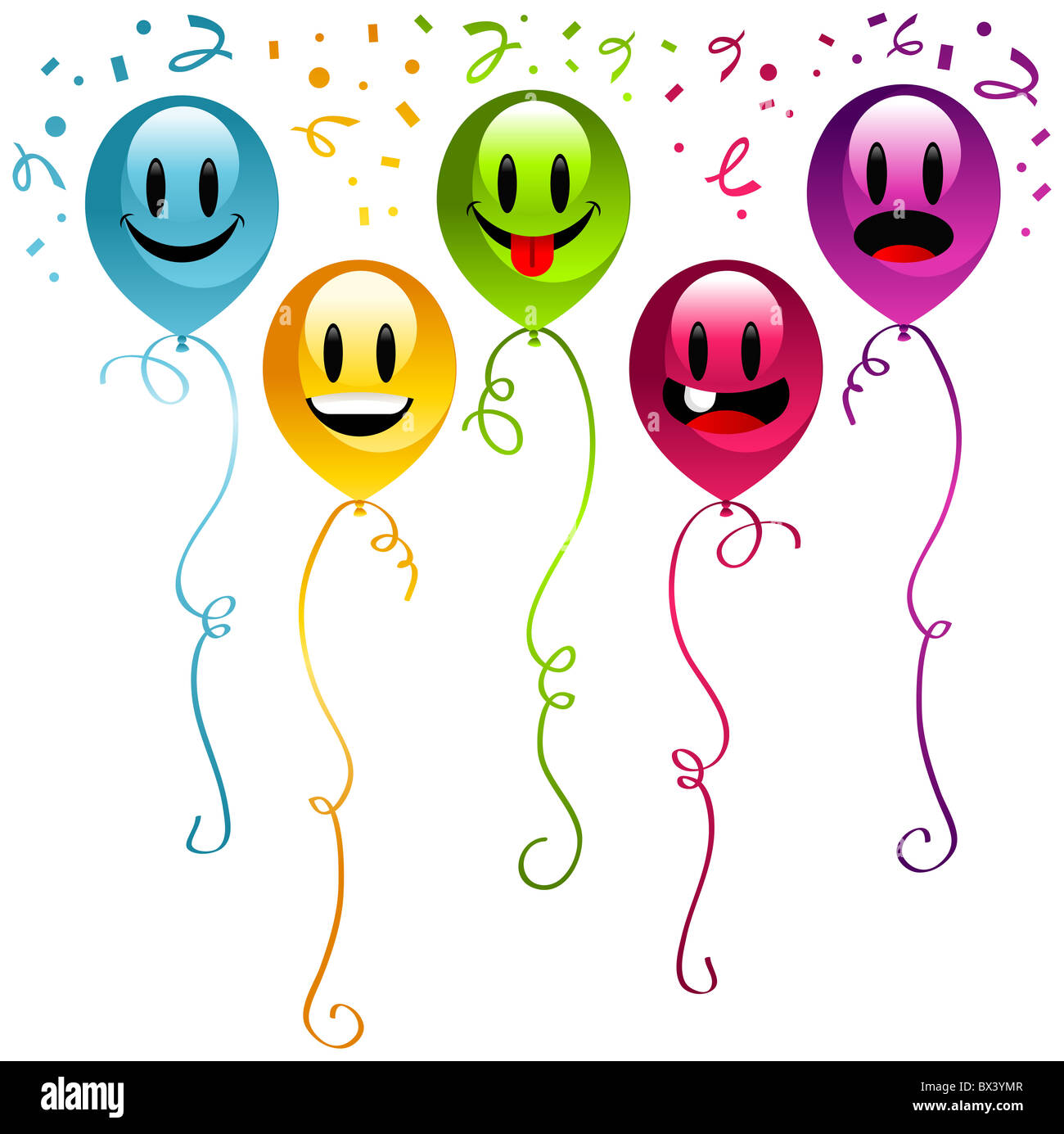 Set of fun colorful smiling balloons Stock Photo - Alamy