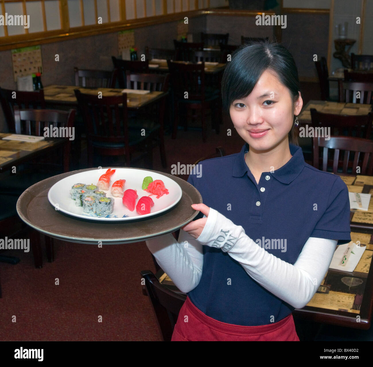 Pretty young waitress with dish, Osaka Sushi Restaurant, Philadelphia ...