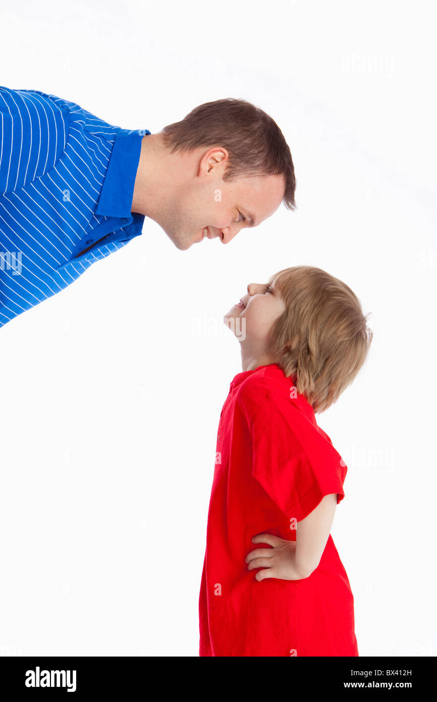 A Father And Son Looking At Each Other Stock Photo - Alamy