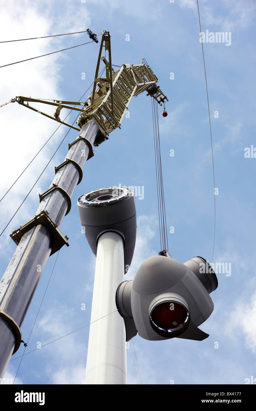 Construction site of a wind power plant, assembly of the Wind turbine ...