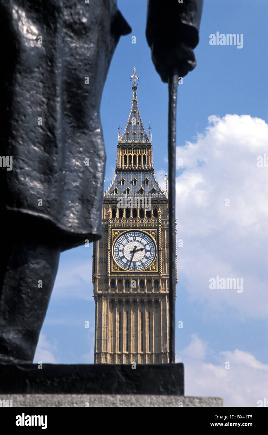 Emitting power the partial figure of the statue of Sir Winston ...