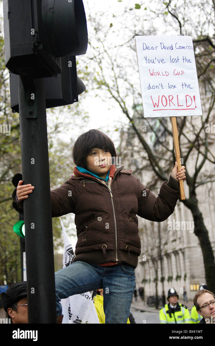 Young protester at climate change demo on London Stock Photo - Alamy