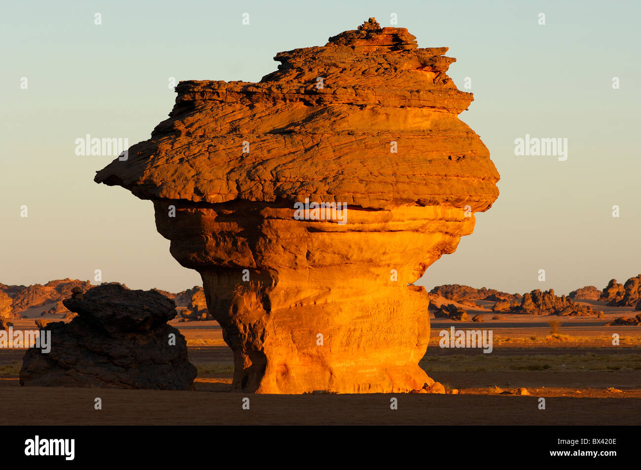 Morning light on bizarre rock formations in the Acacus mountains, Libya ...