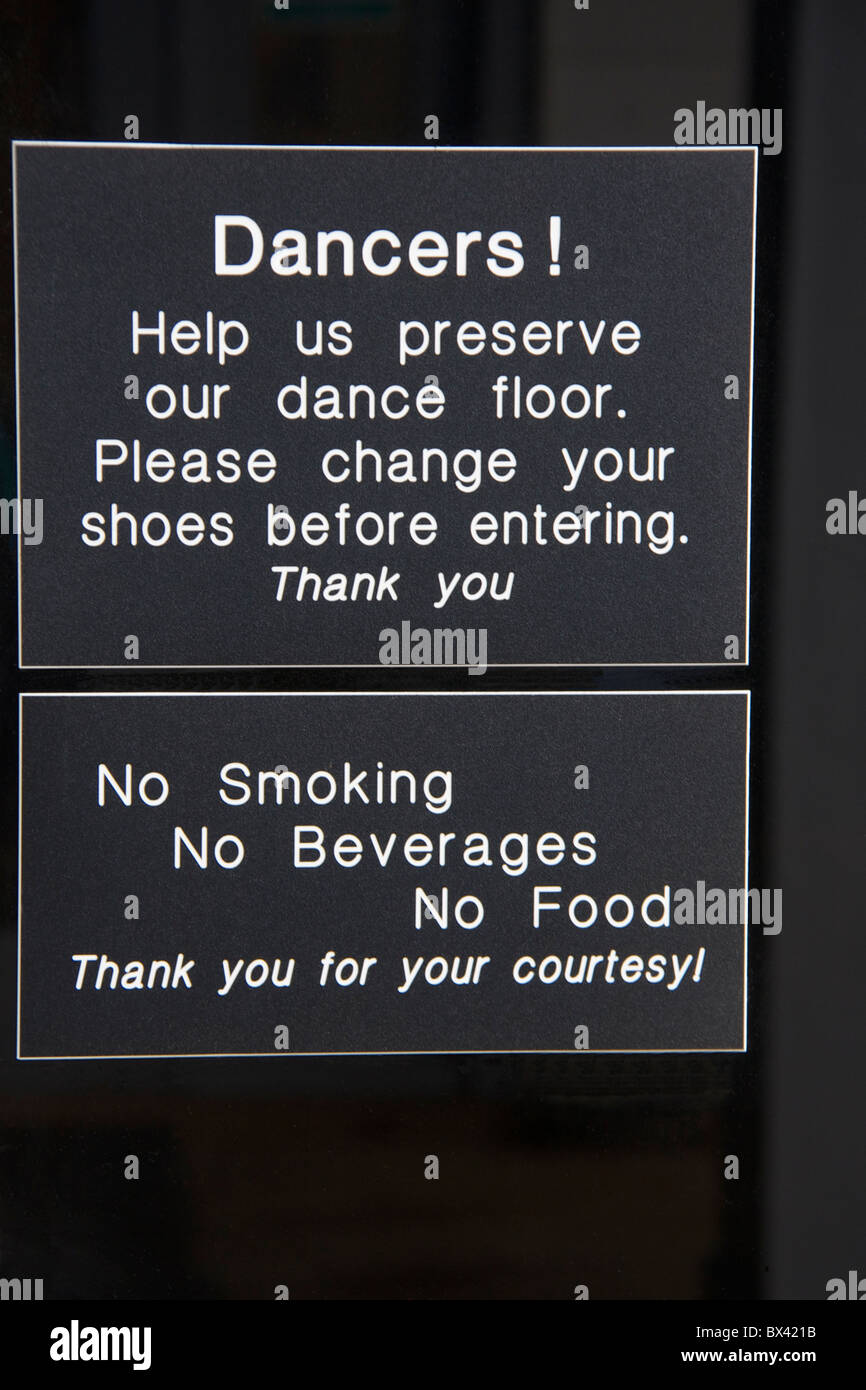 Signs for dancers at a dance studio Stock Photo - Alamy