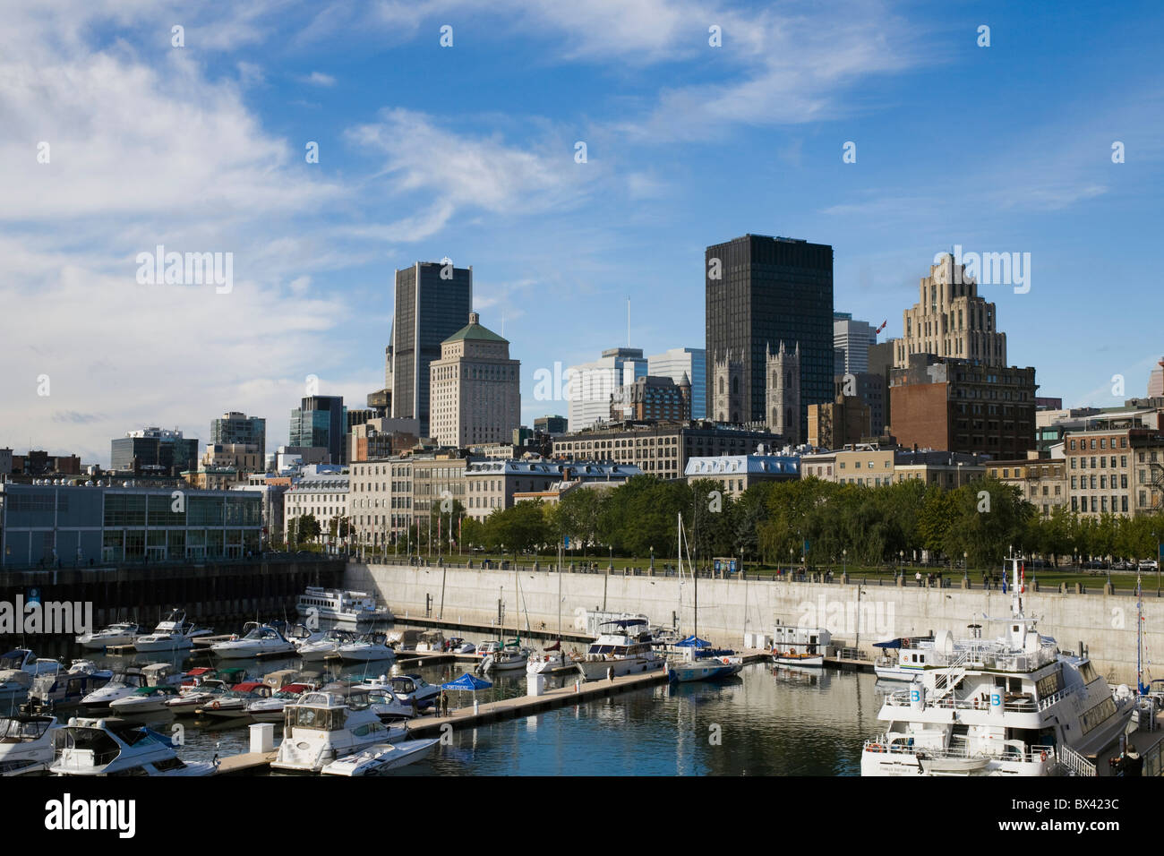 Montreal Skyline And Old Port Along The Harbour; Montreal, Quebec ...