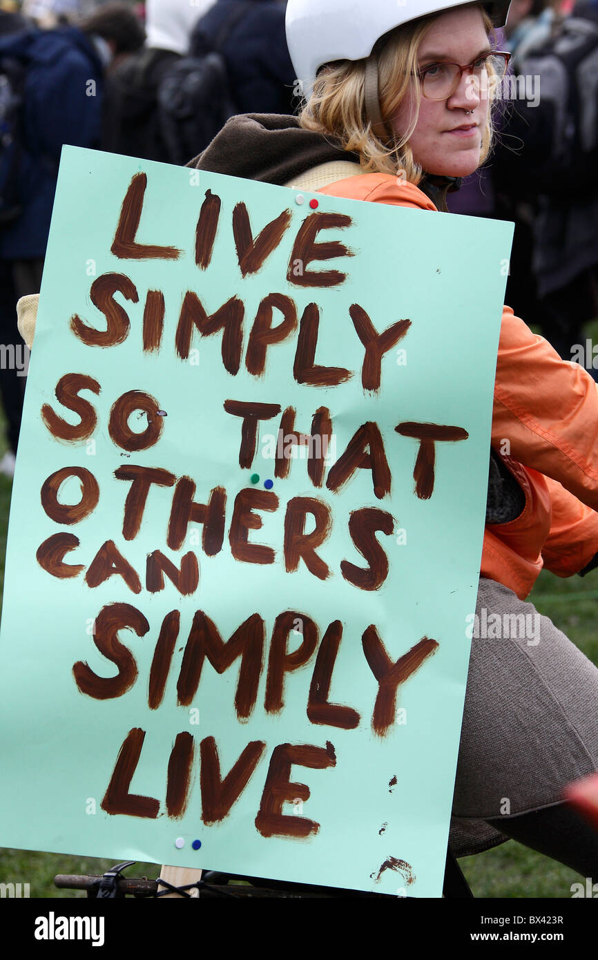 Female climate change protester on a bicycle Stock Photo - Alamy