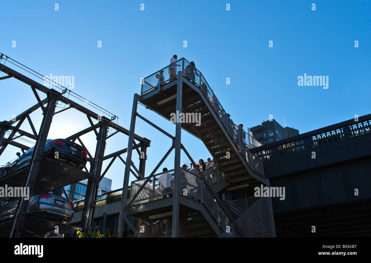 U.S.A., New York, Manhattan, the High Line entrance stairway Stock ...