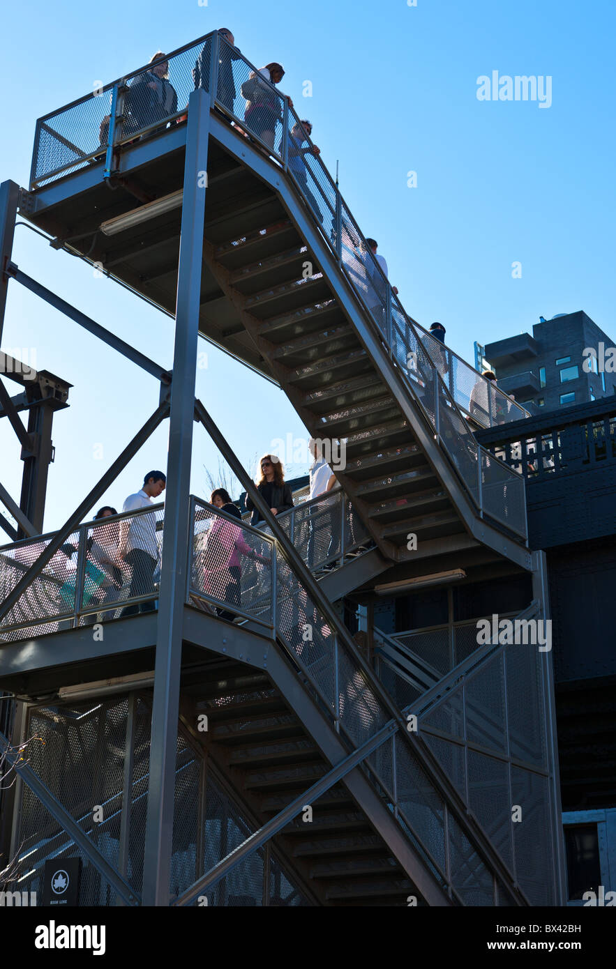 U.S.A., New York, Manhattan, the High Line entrance stairway Stock ...