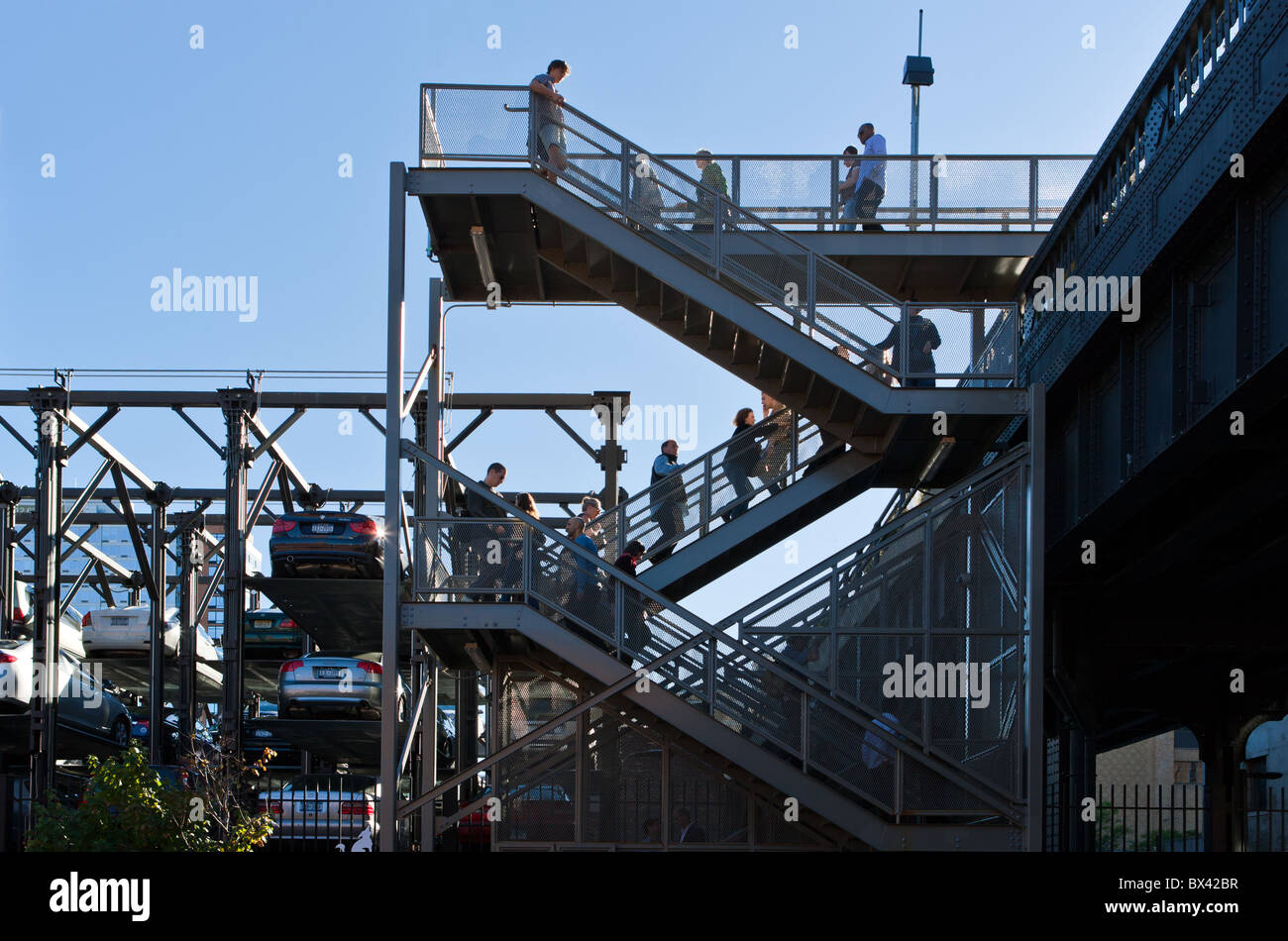 U.S.A., New York, Manhattan, the High Line entrance stairway Stock ...